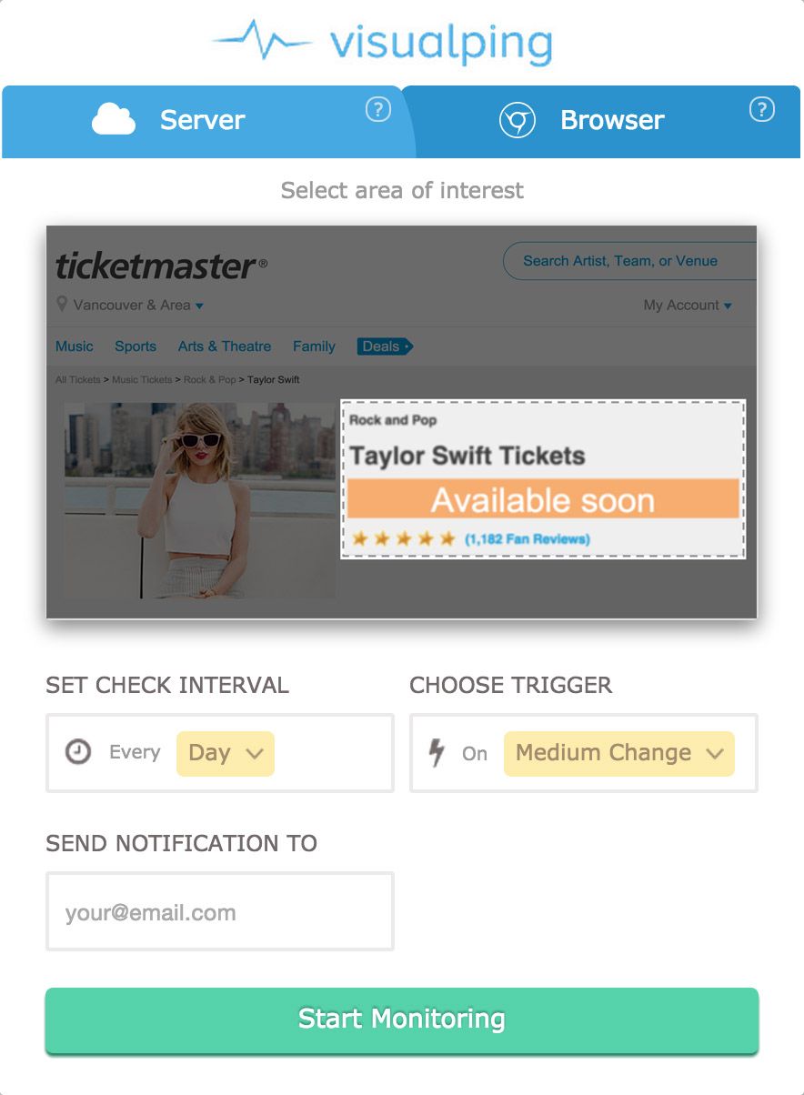 Google Chrome Extension - Visualping