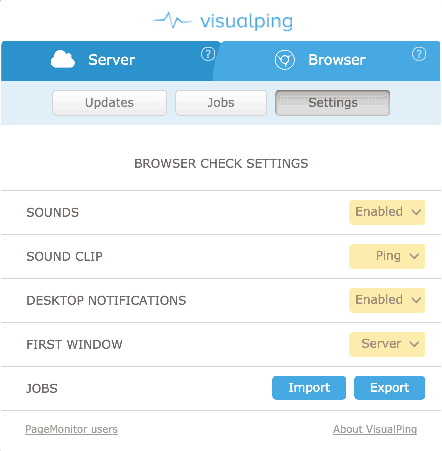 Google Chrome Extension - Visualping